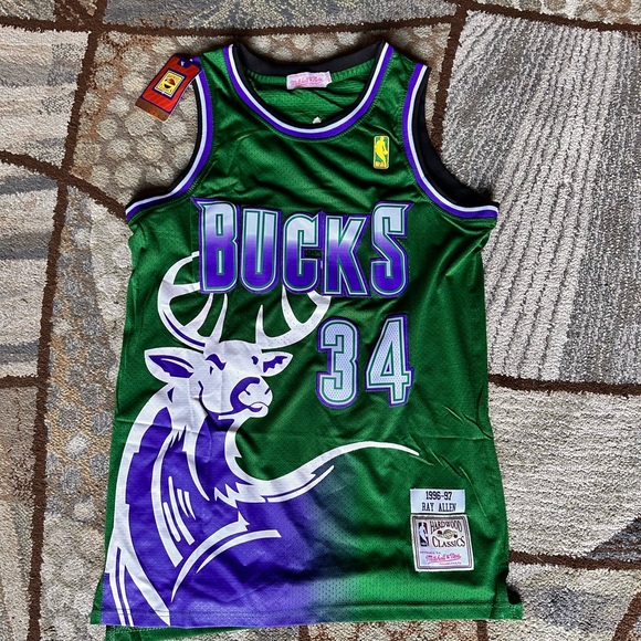 Mitchell & Ness | Shirts | 996 Mitchell And Ness Ray Allen Retro Bucks ...